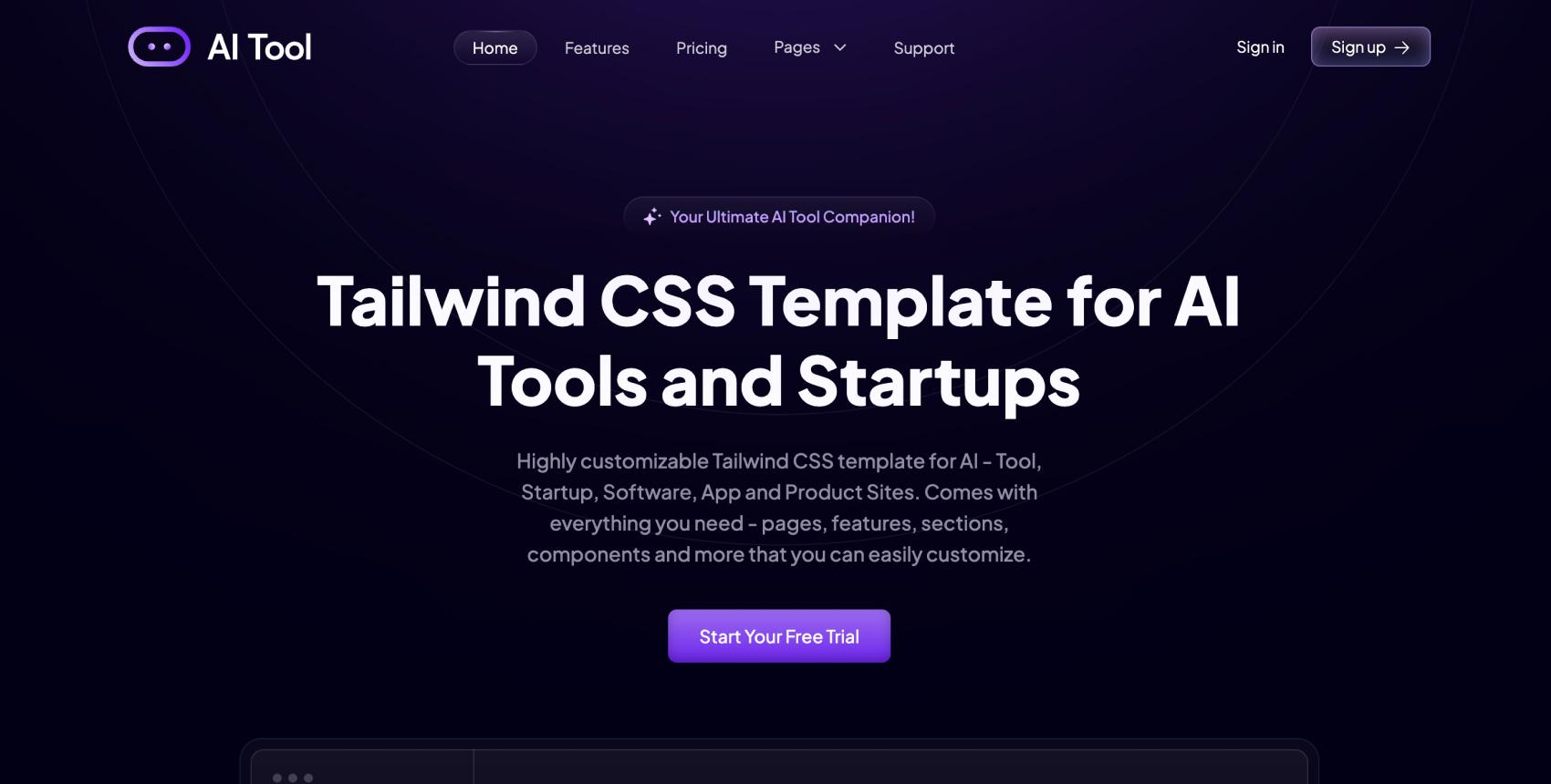 Ai Tool Tailwind Css Template For Ai Product Site